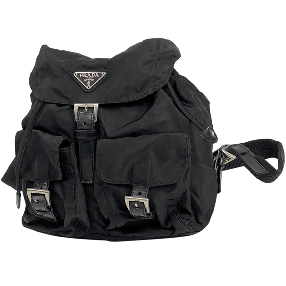 Prada | Bags | Prada Logo Plate Rucksack Nylon Nero Black | Poshmark